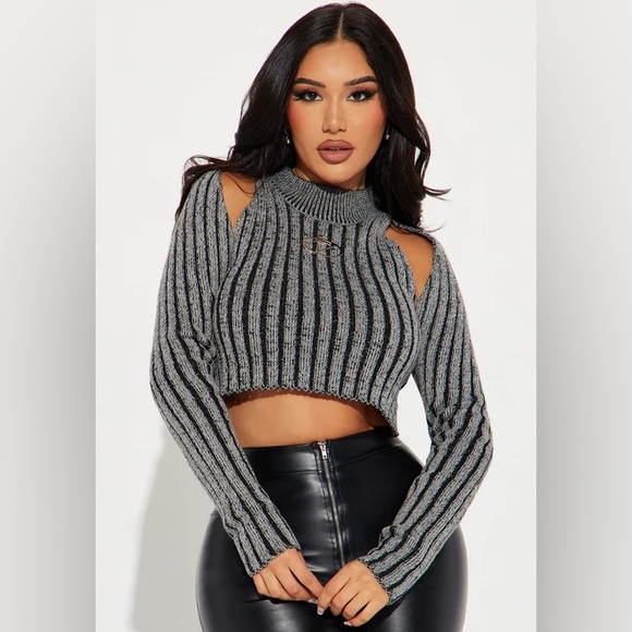 Fashion Nova | Sweaters | Fashion Nova Gray Cropped Sweater With ...